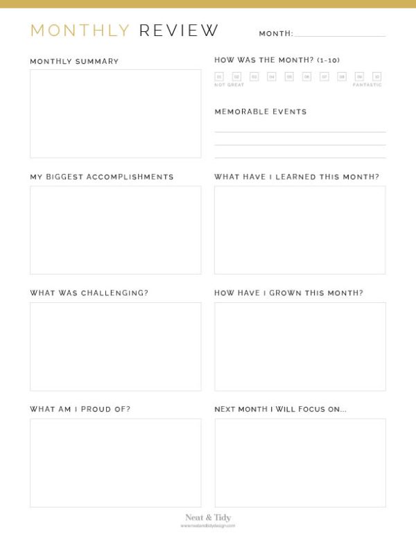 Monthly Review - Neat and Tidy Design