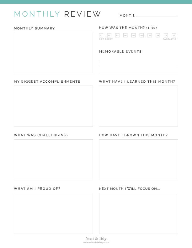 Monthly Review - Neat and Tidy Design