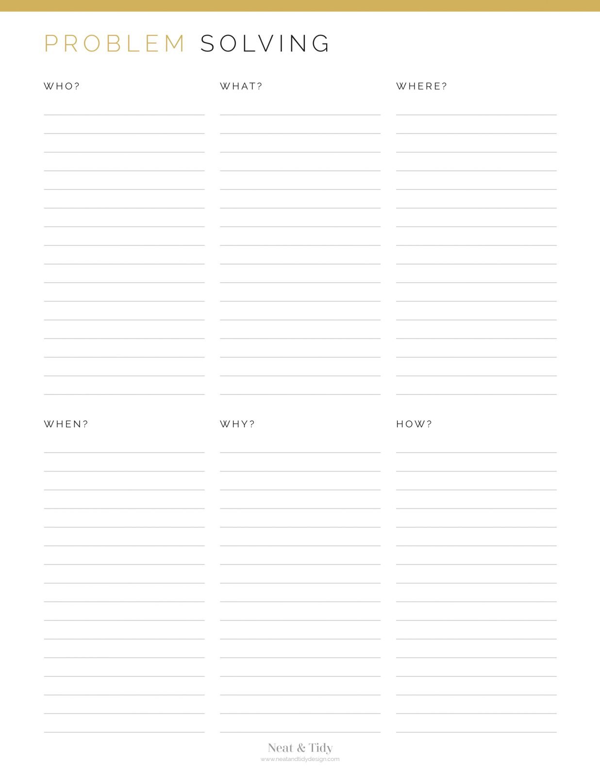 Problem Solving Worksheets - Neat and Tidy Design