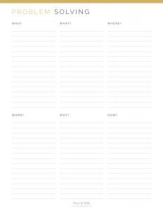 Problem Solving Worksheets - Neat and Tidy Design