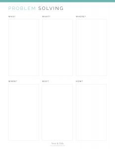 Problem Solving Worksheets - Neat and Tidy Design