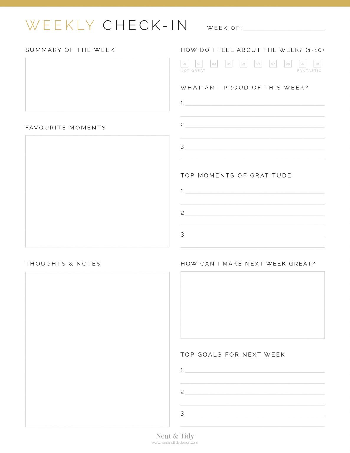 Weekly Check-in - Neat and Tidy Design