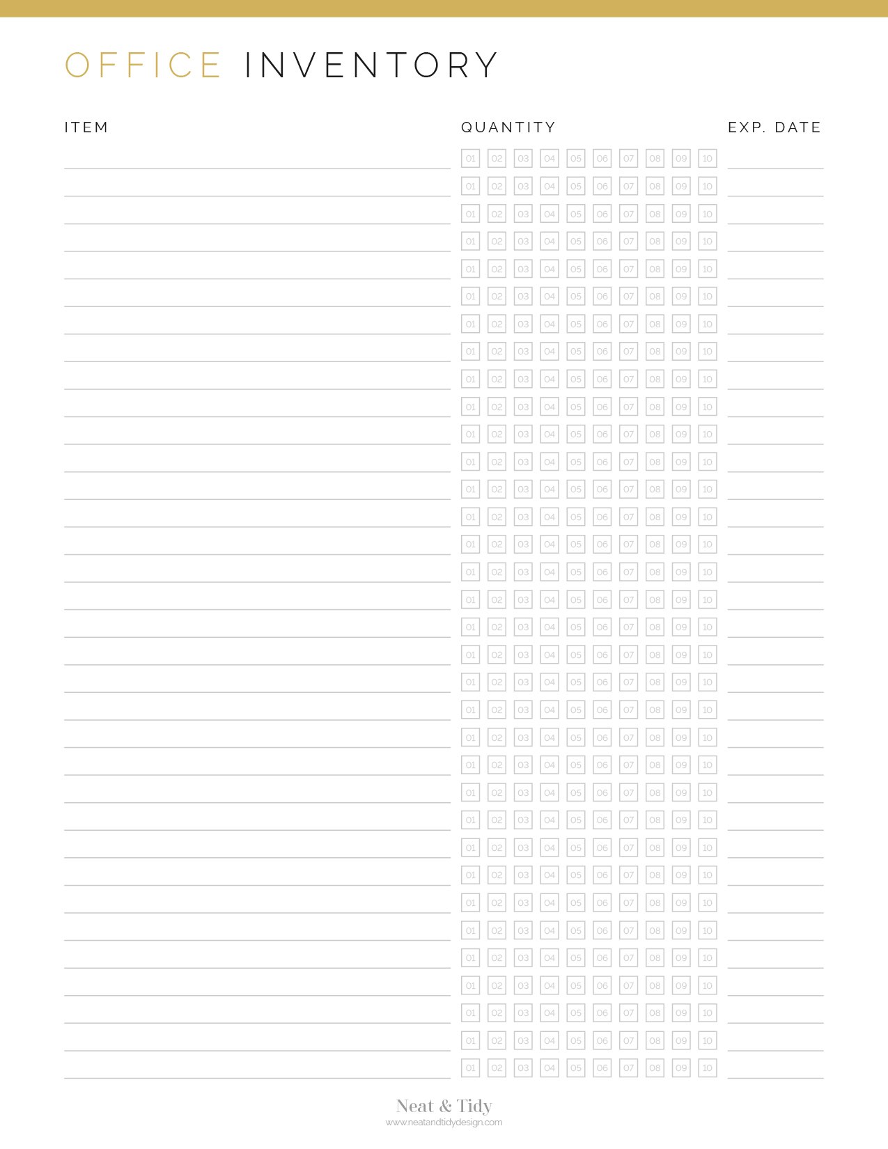 Household Supply Inventory - Neat and Tidy Design