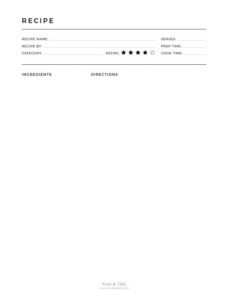 Minimalist Recipe Page - Neat and Tidy Design