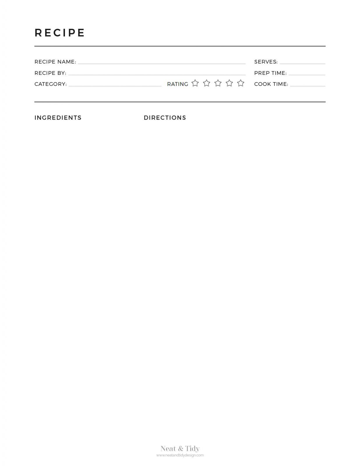 Minimalist Recipe Page - Neat and Tidy Design