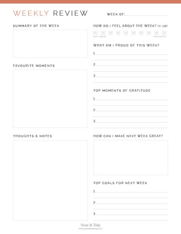 Weekly Review - Neat and Tidy Design