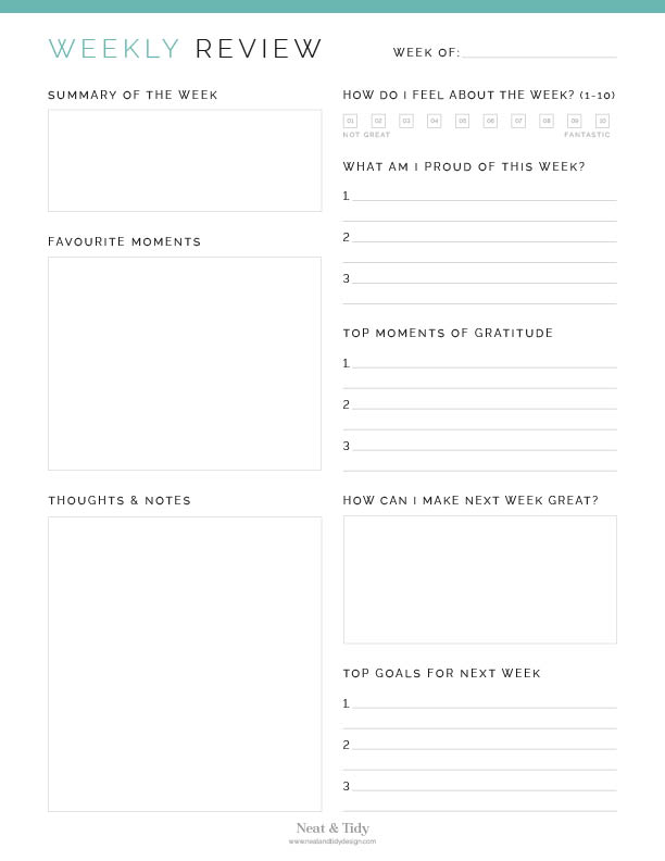 Weekly Review - Neat and Tidy Design