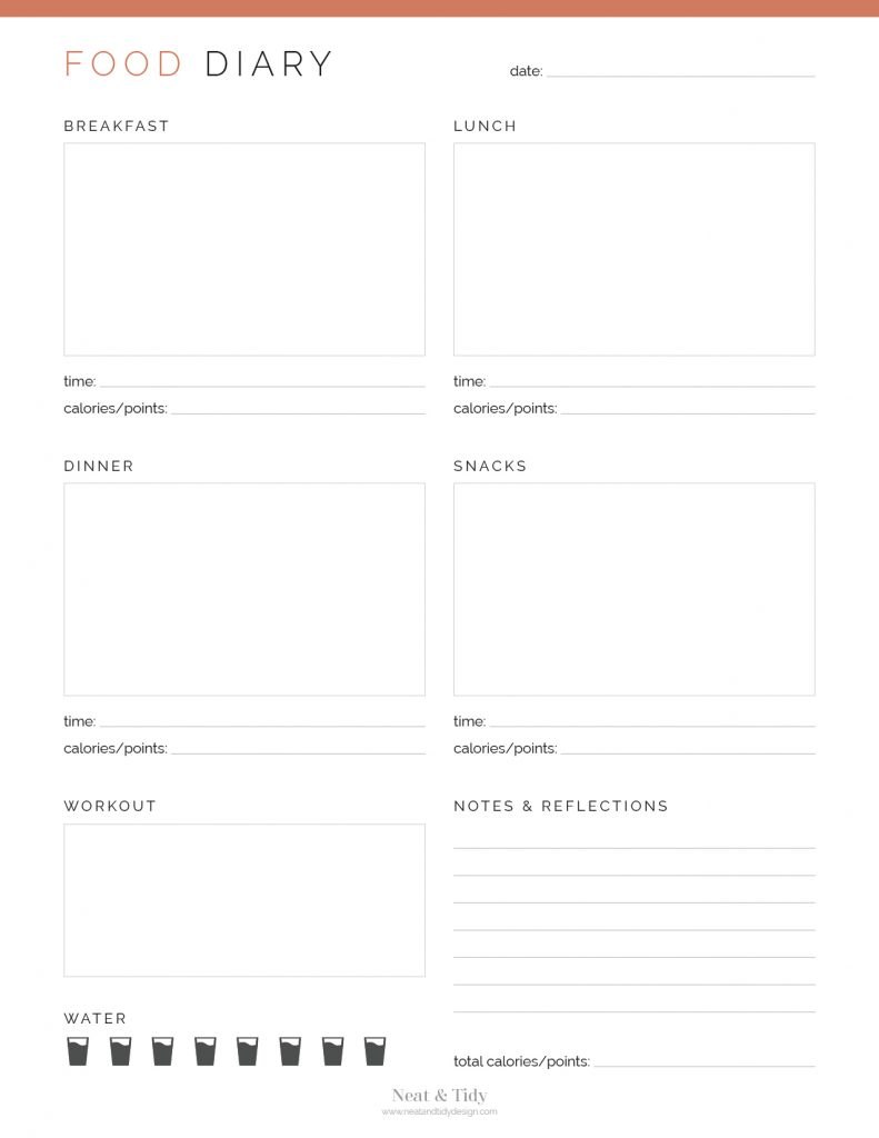 Daily Food Diary - Neat and Tidy Design