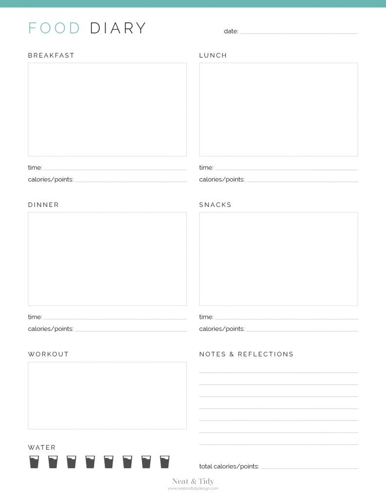Daily Food Diary - Neat and Tidy Design