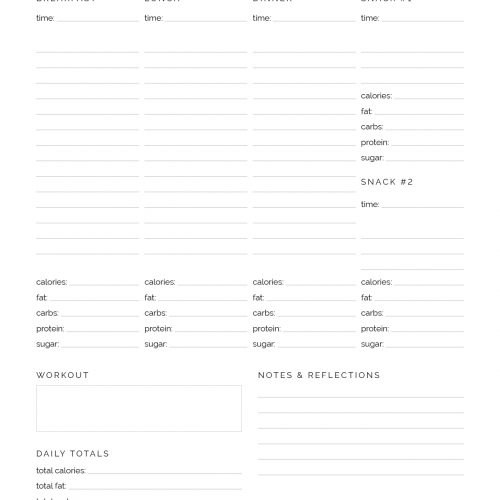 Daily Food Diary - Neat and Tidy Design