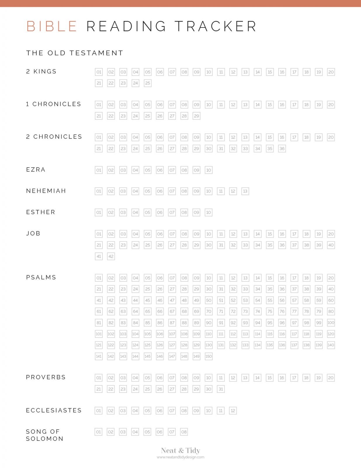 Bible Reading Tracker - Neat and Tidy Design