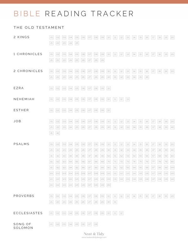 Bible Reading Tracker - Neat and Tidy Design
