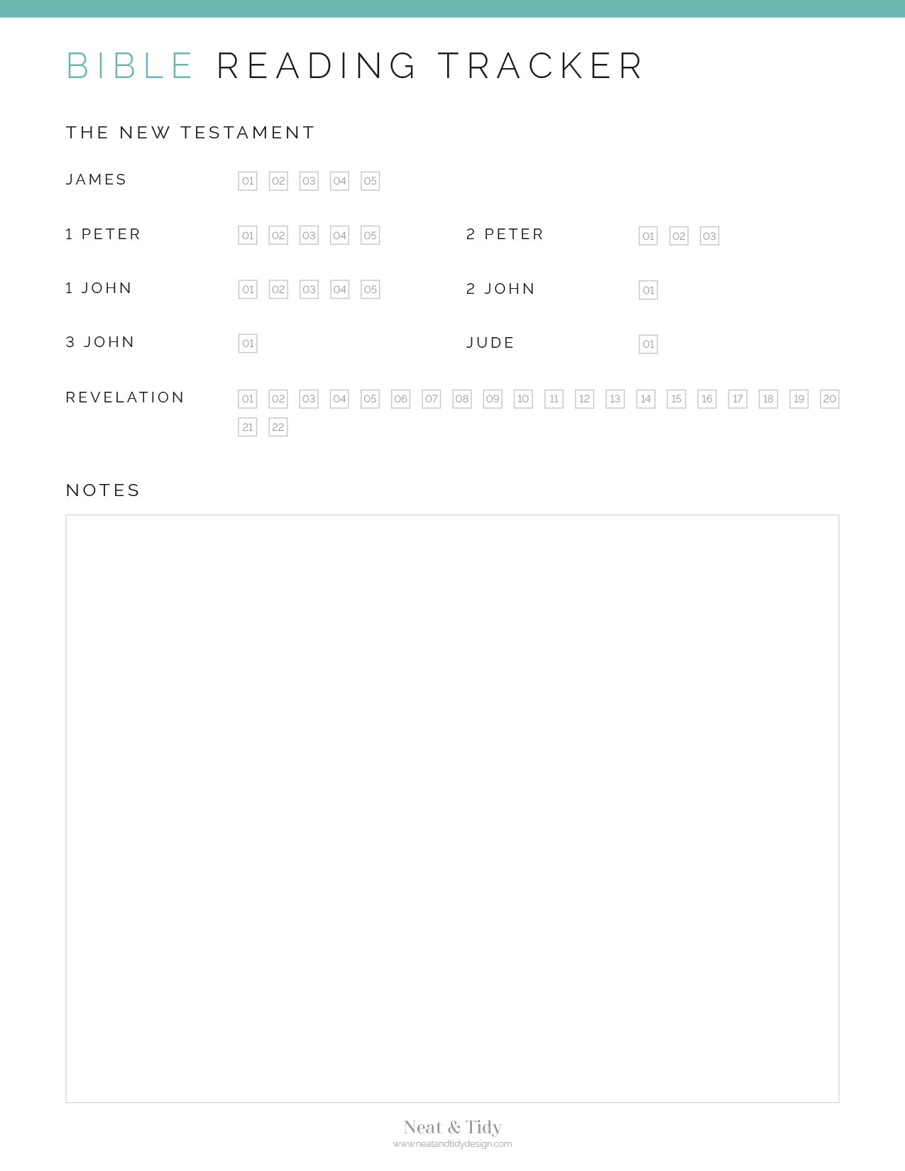 Bible Reading Tracker - Neat and Tidy Design