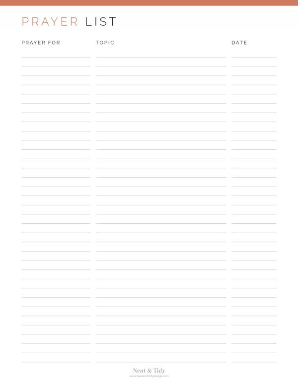 Prayer list - Neat and Tidy Design