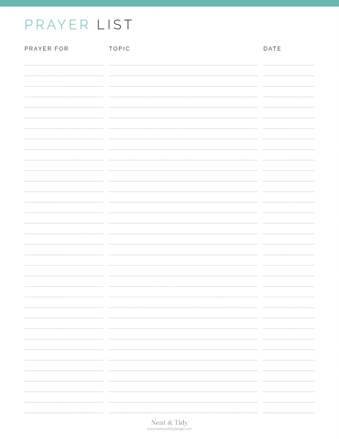 Prayer list - Neat and Tidy Design