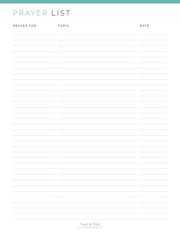 Prayer list - Neat and Tidy Design