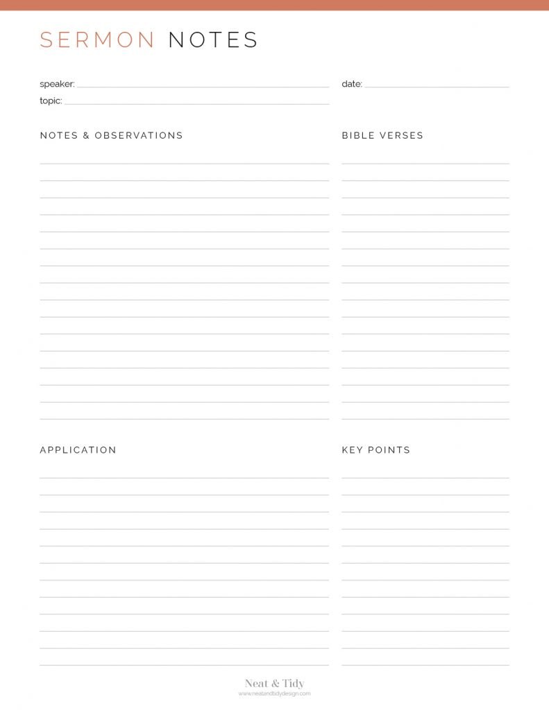 Sermon Notes Neat And Tidy Design