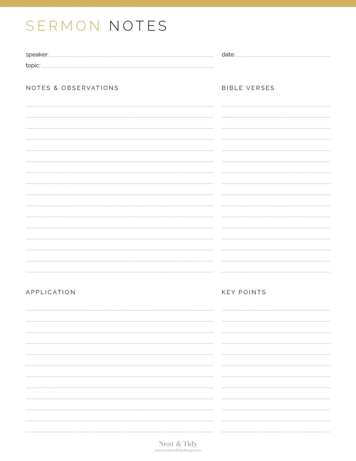 Sermon Notes - Neat and Tidy Design