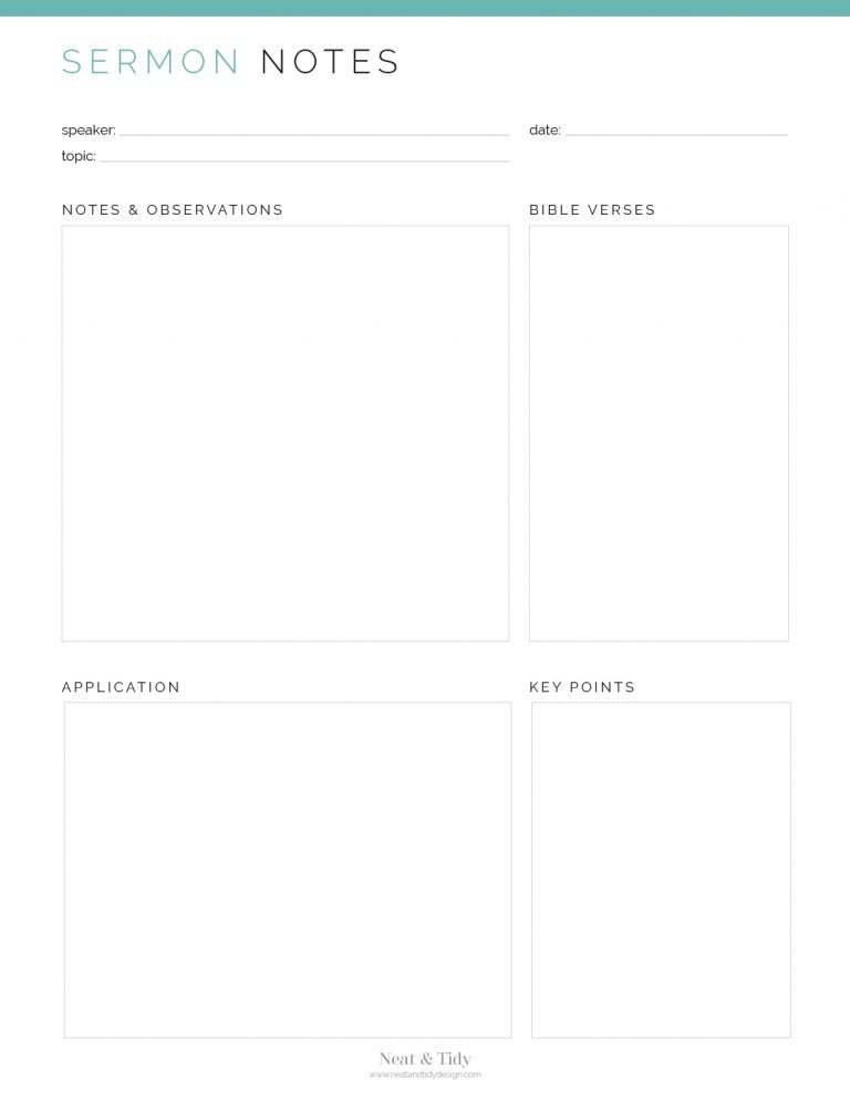 Sermon Notes - Neat and Tidy Design