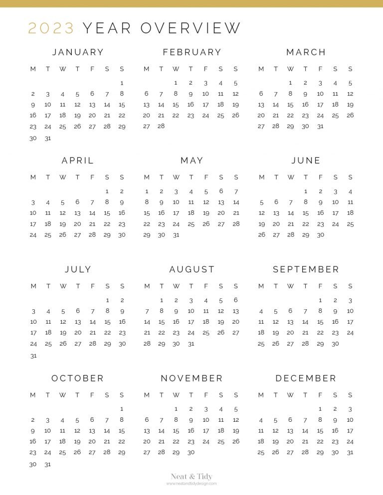 2022 - 2023 Year Overview - Neat and Tidy Design
