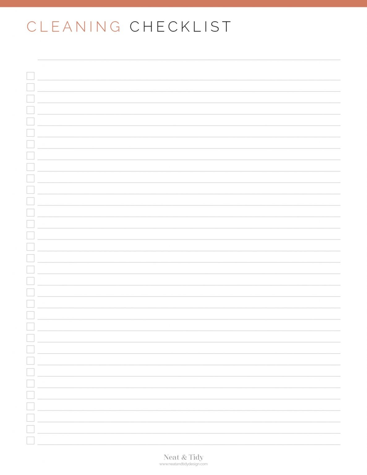 General Cleaning Checklist - Neat and Tidy Design