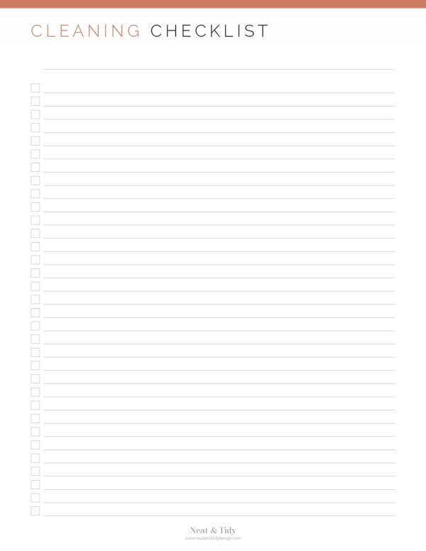General Cleaning Checklist - Neat and Tidy Design