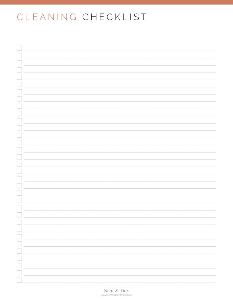General Cleaning Checklist - Neat and Tidy Design