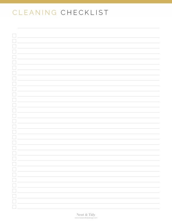 General Cleaning Checklist - Neat and Tidy Design