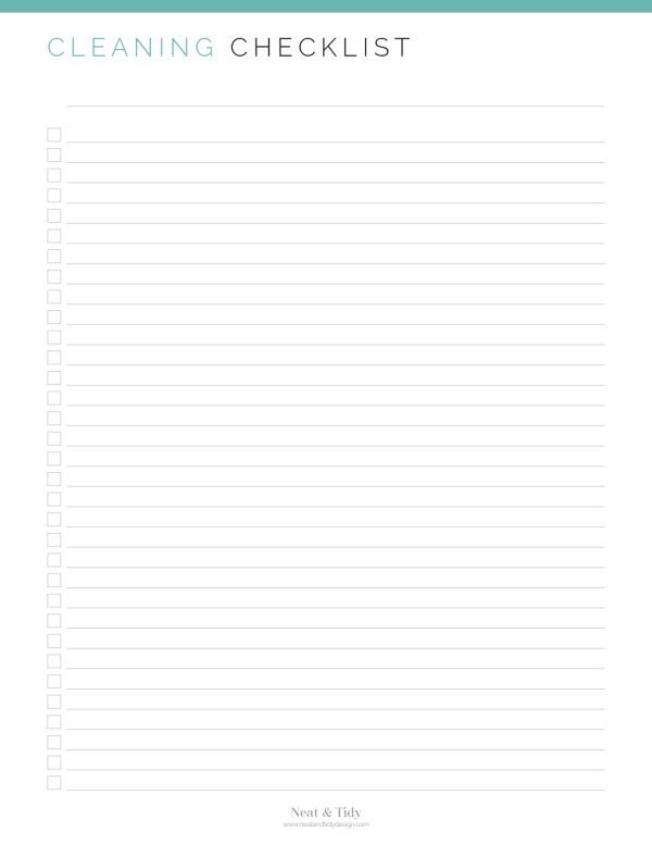 General Cleaning Checklist - Neat and Tidy Design