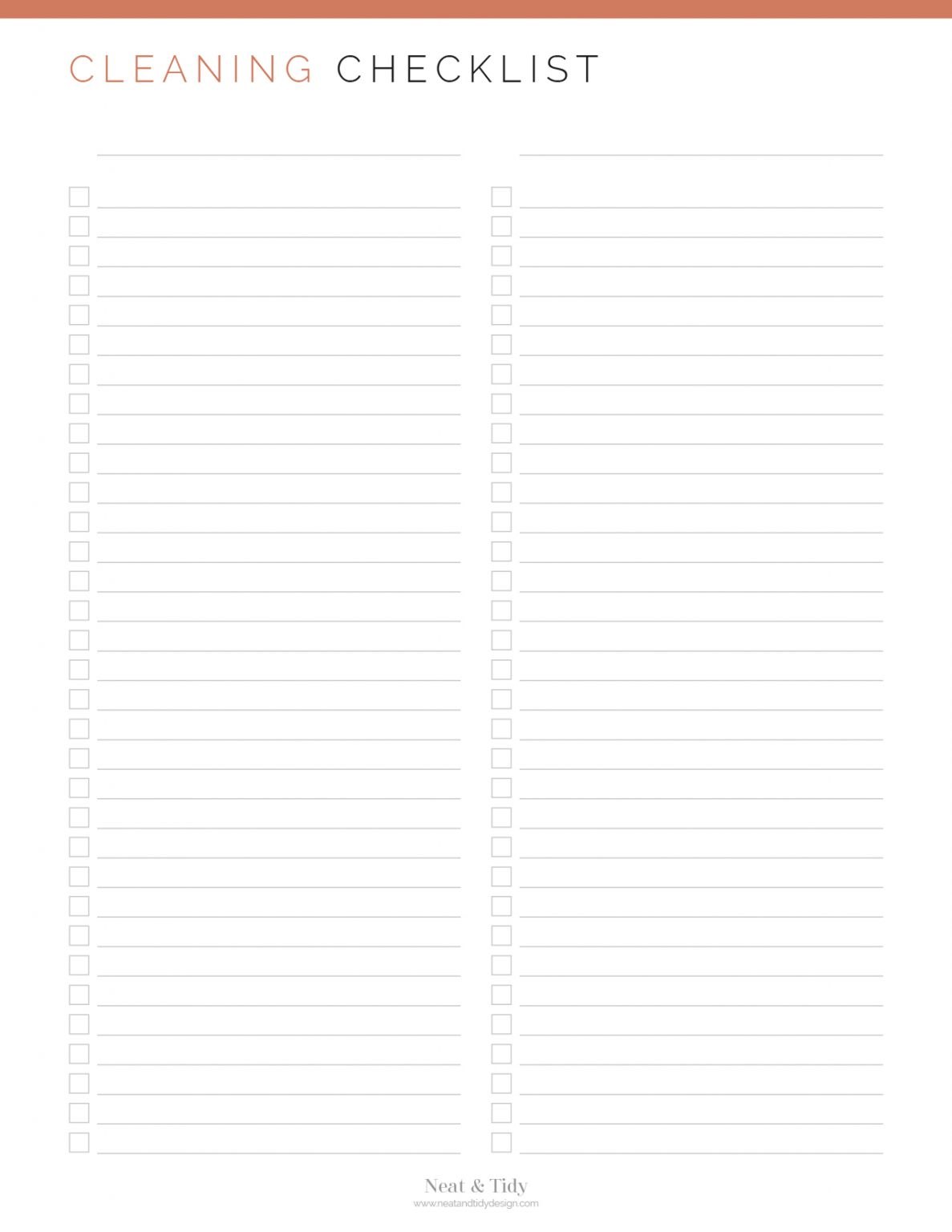 General Cleaning Checklist - Neat and Tidy Design