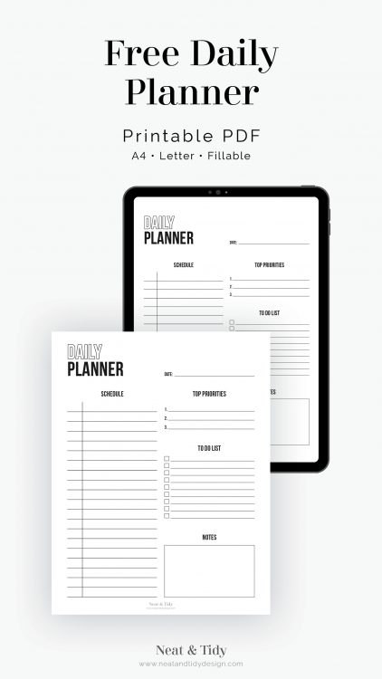 Free Printable Daily Planner - Neat and Tidy Design
