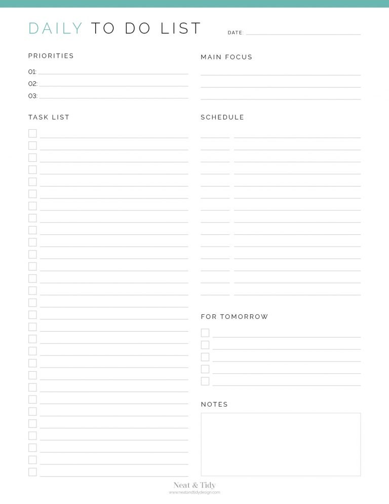 Daily To Do List v2 - Neat and Tidy Design
