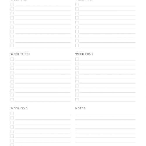 Monthly To Do List - Neat and Tidy Design