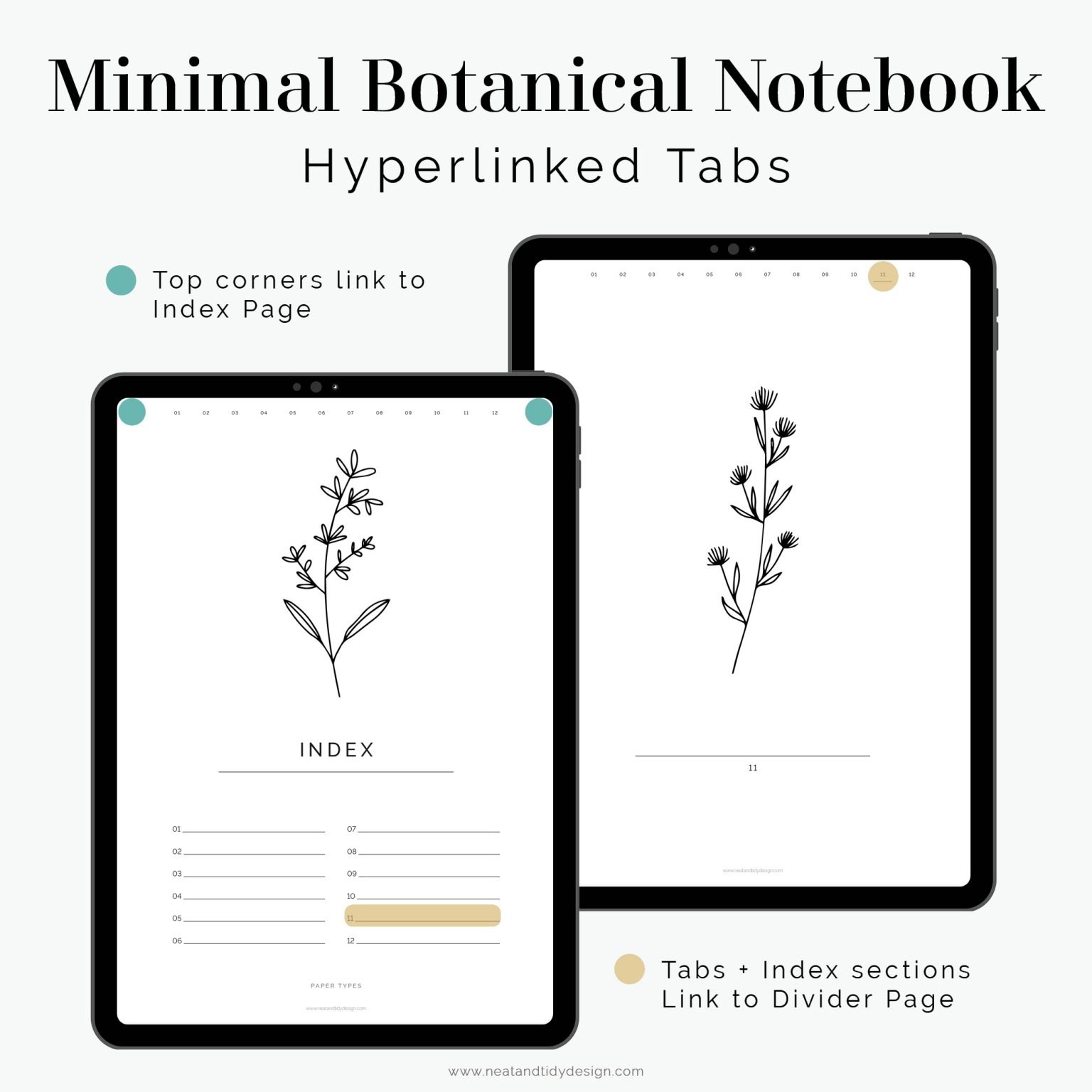 Digital Minimal Notebook for GoodNotes - Neat and Tidy Design