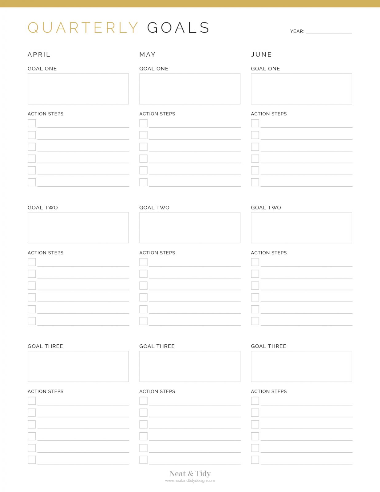 Quarterly Goals - Neat and Tidy Design