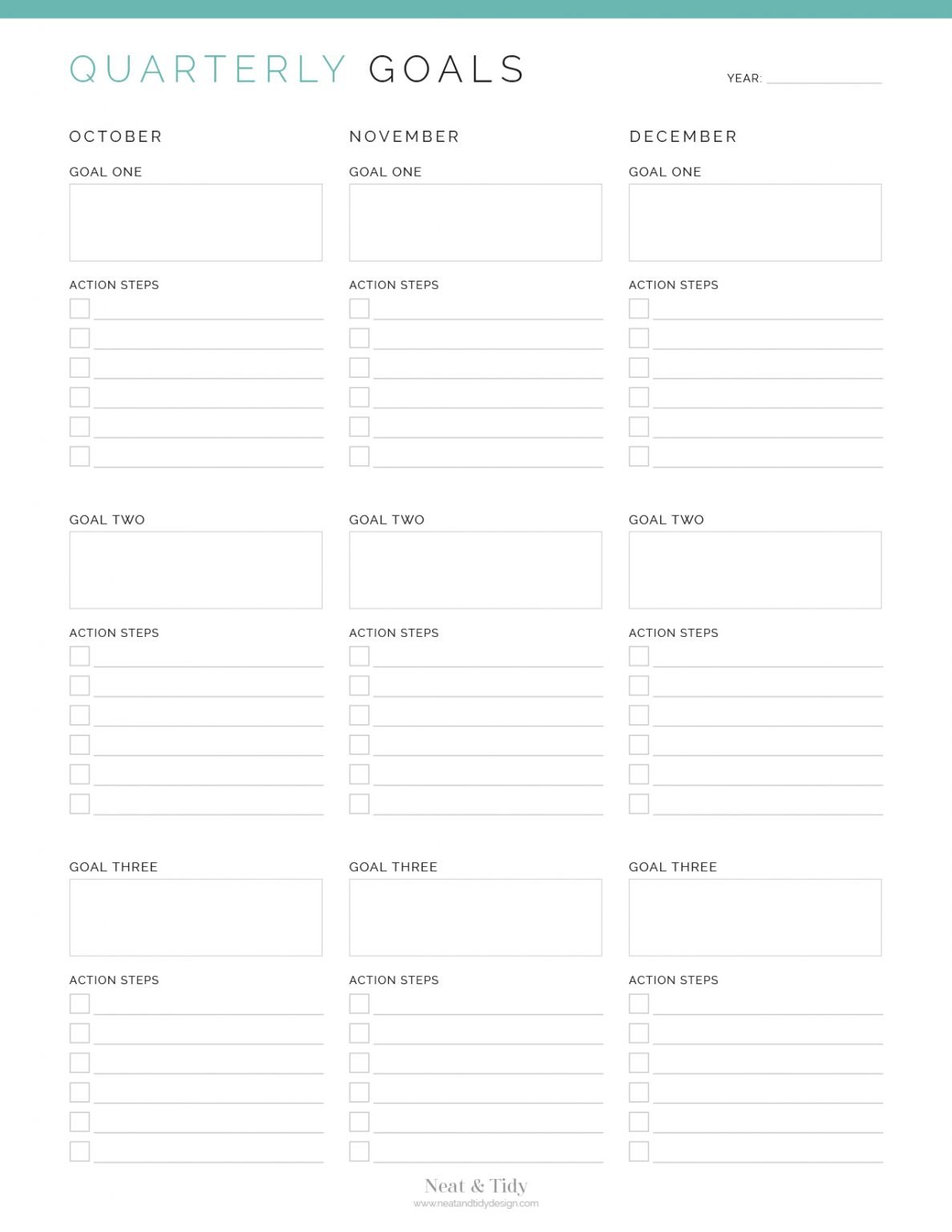 Quarterly Goals - Neat and Tidy Design