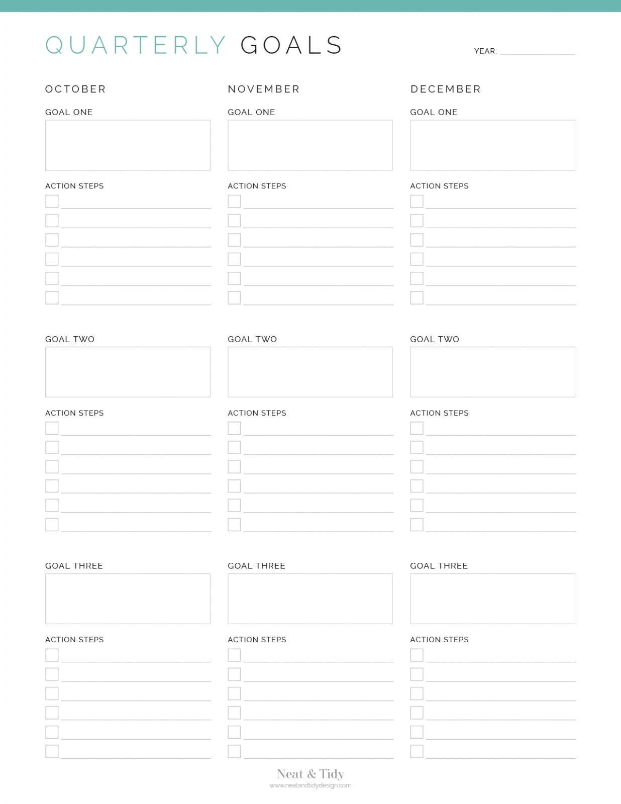 Quarterly Goals - Neat and Tidy Design
