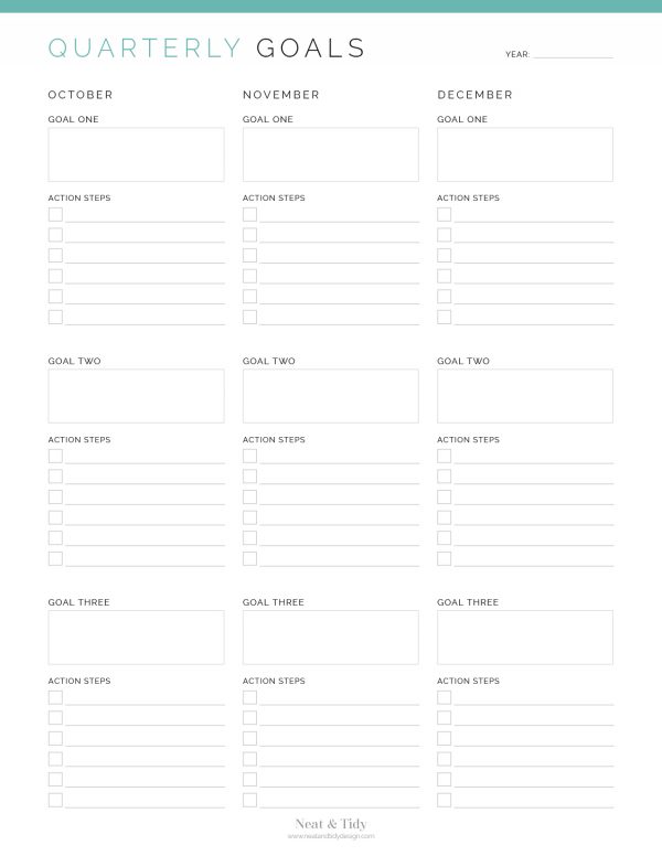 Quarterly Goals - Neat and Tidy Design