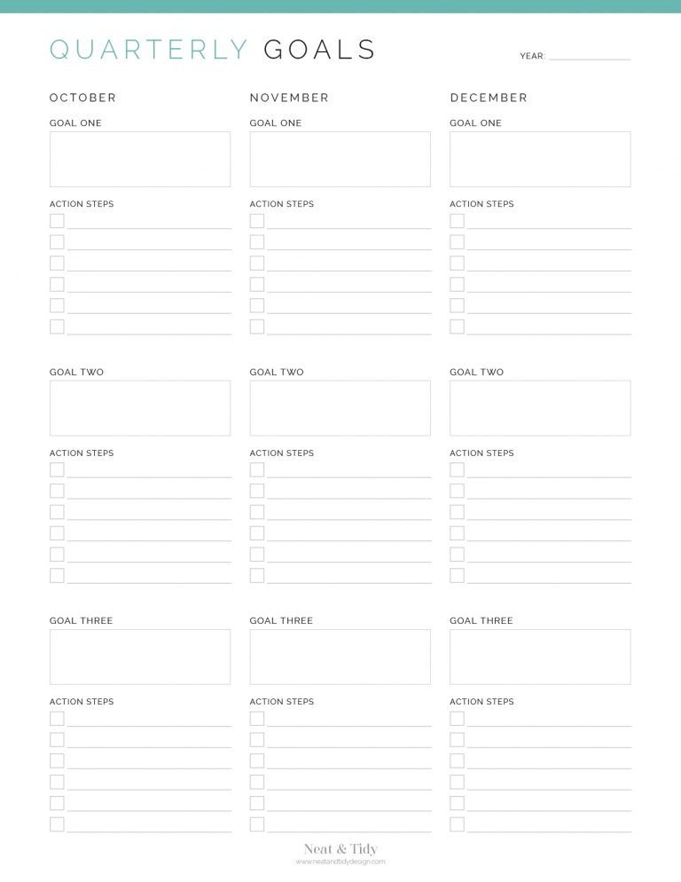 Quarterly Goals - Neat and Tidy Design