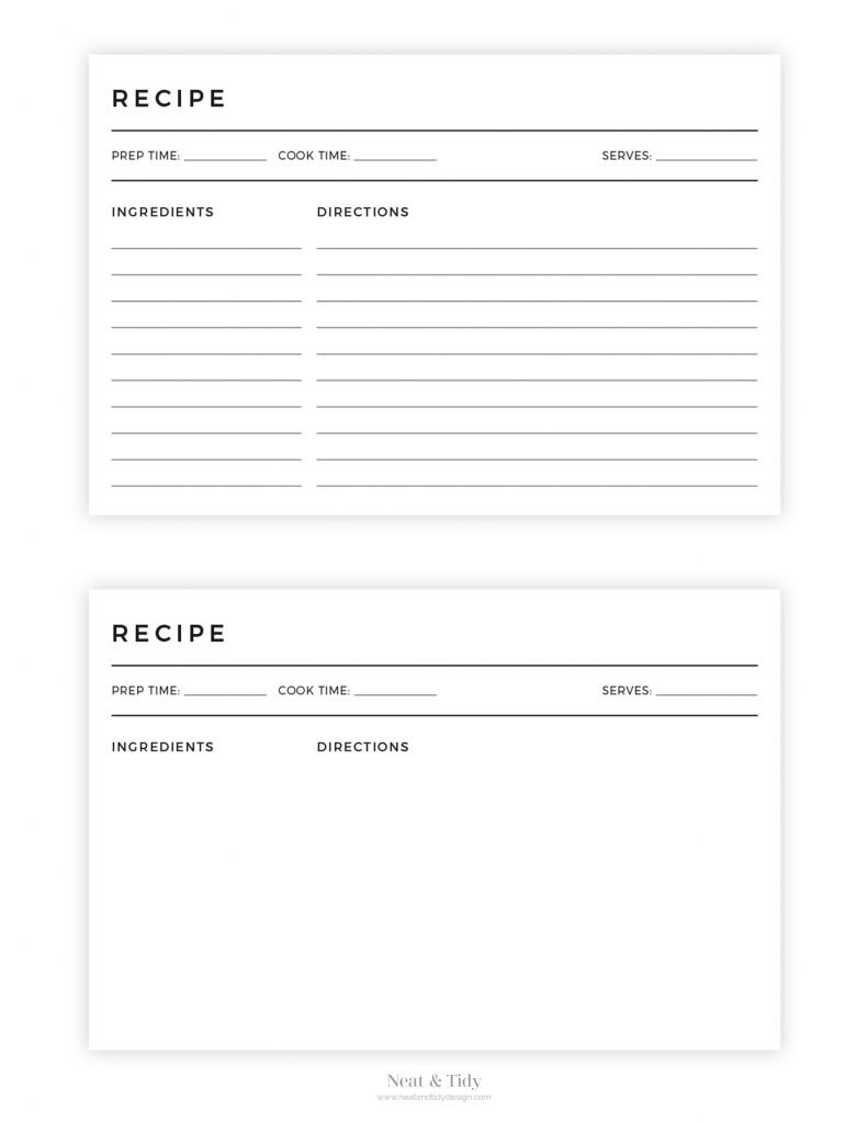 Minimalist 4x6" Recipe Card - Neat and Tidy Design