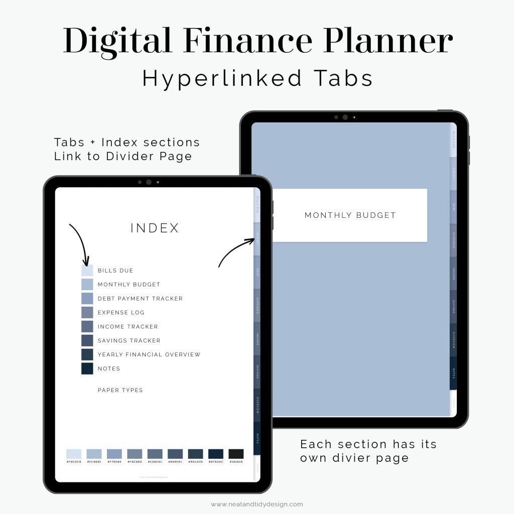 Digital Personal Finance Planner - Neat and Tidy Design