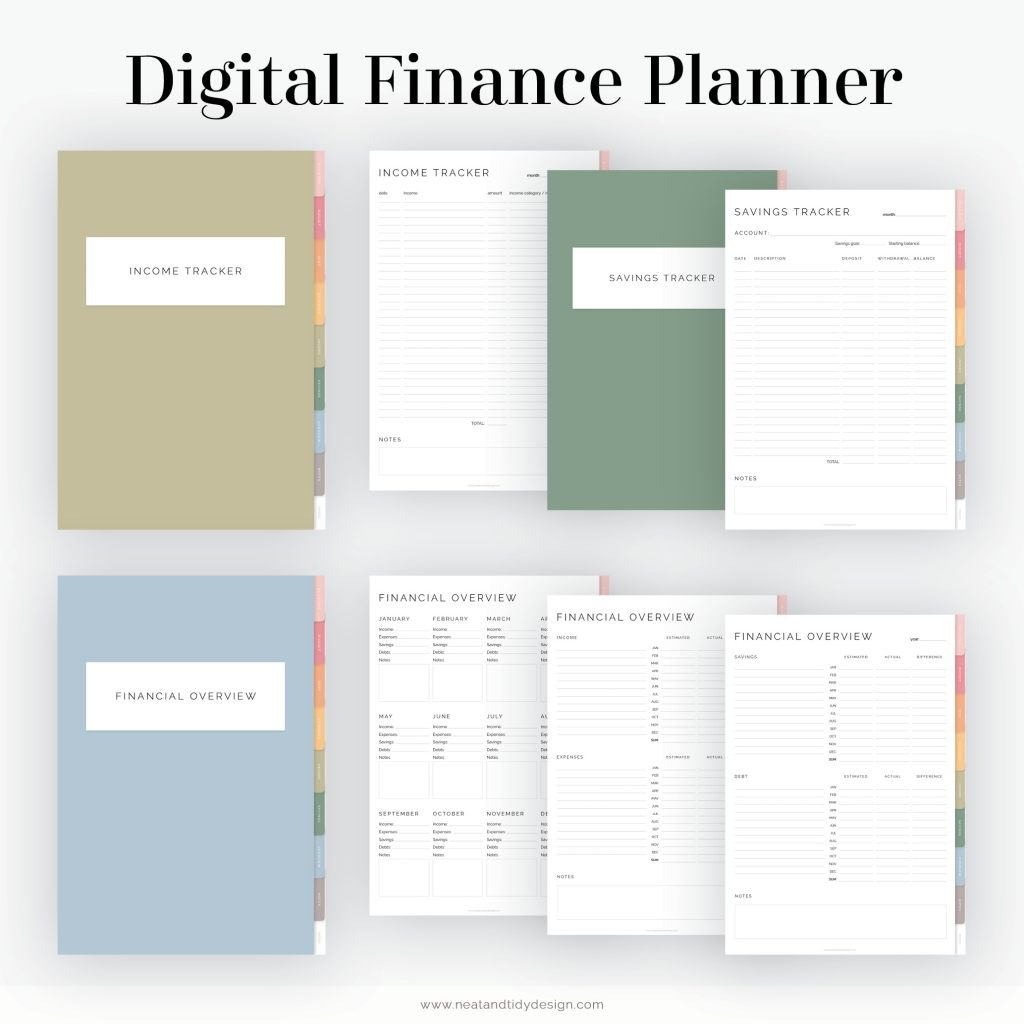 Digital Personal Finance Planner - Neat and Tidy Design