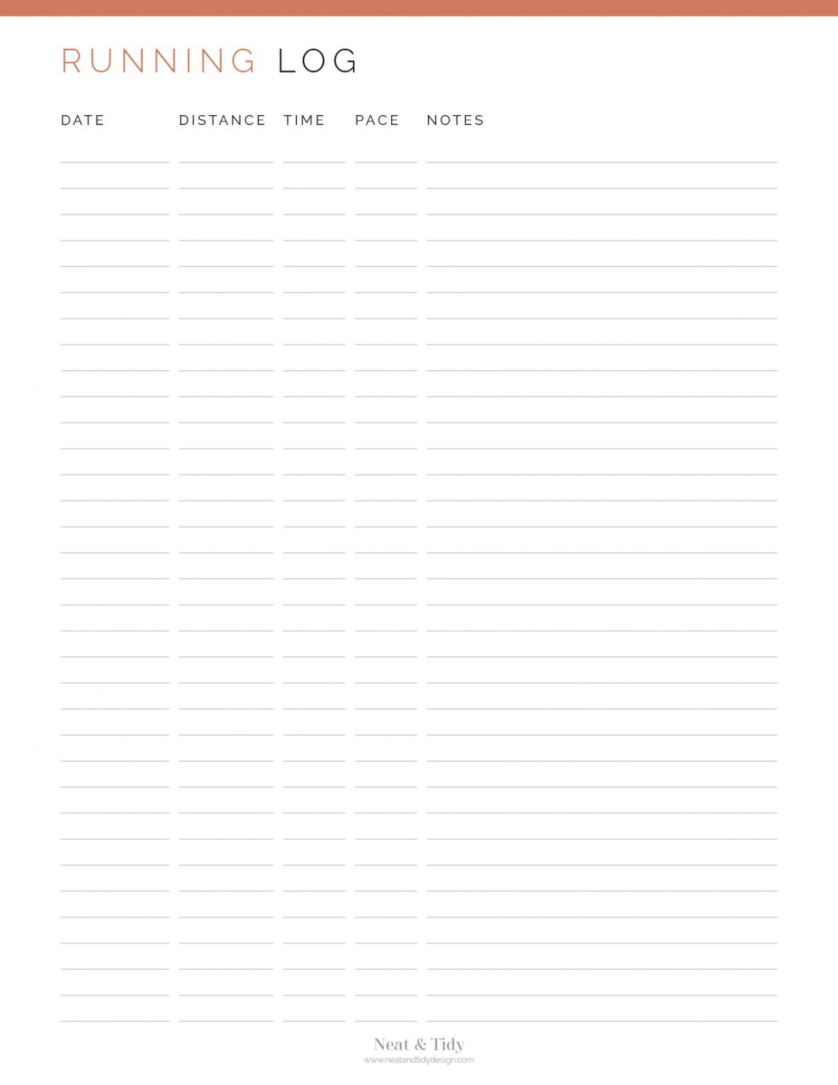 Running Log - Neat and Tidy Design