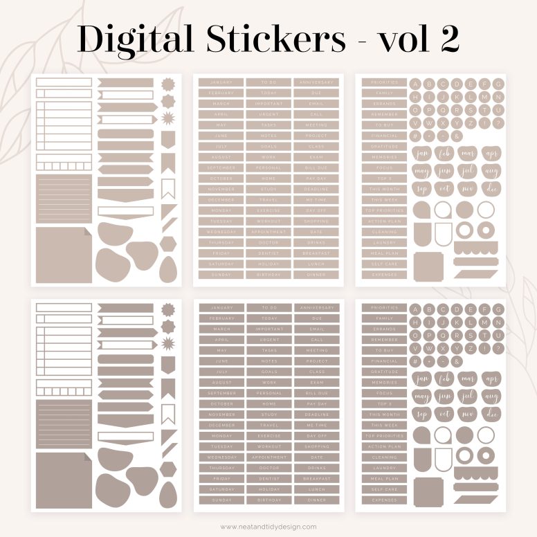Digital Stickers - vol 2 - Neat and Tidy Design