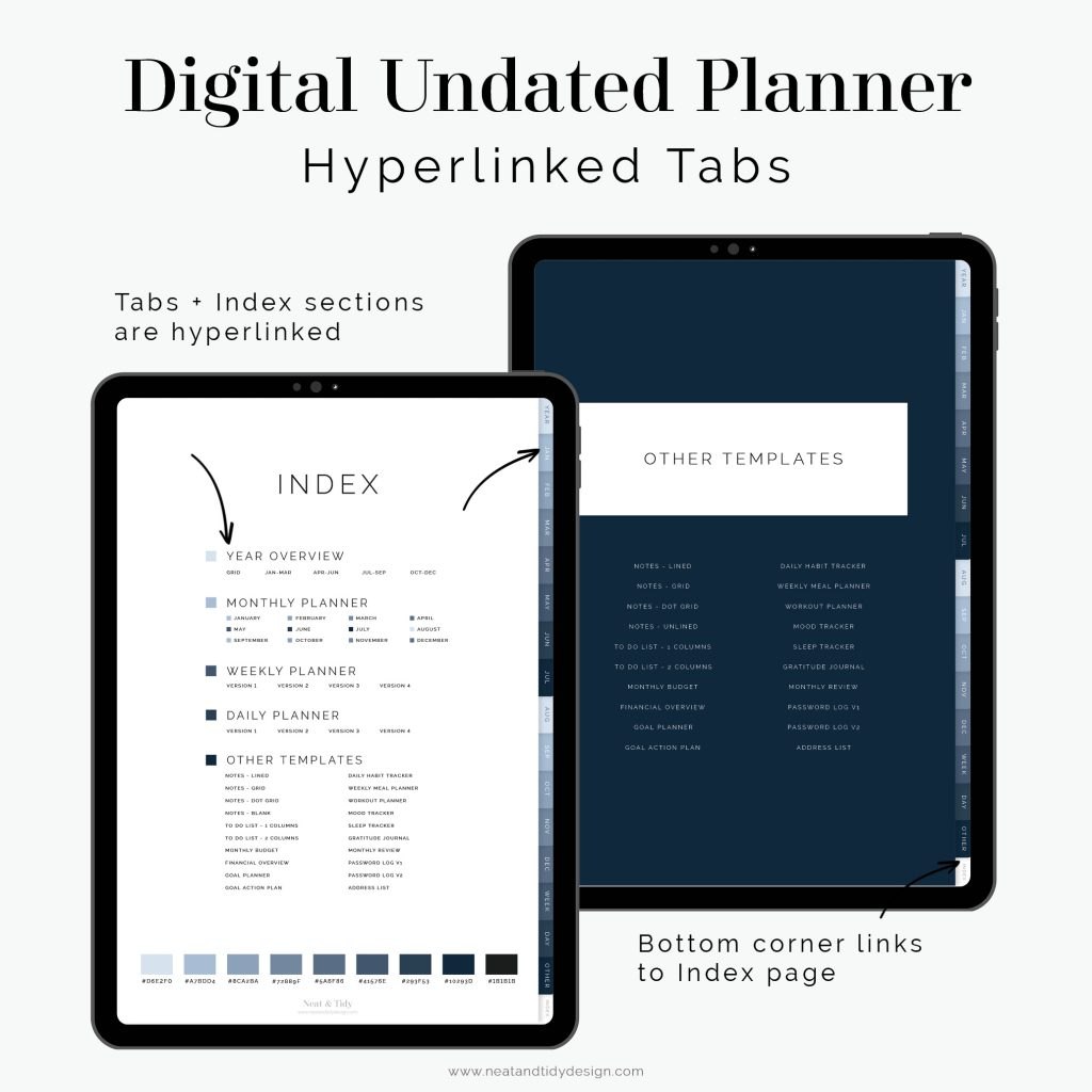 Digital Undated Planner - Neat and Tidy Design