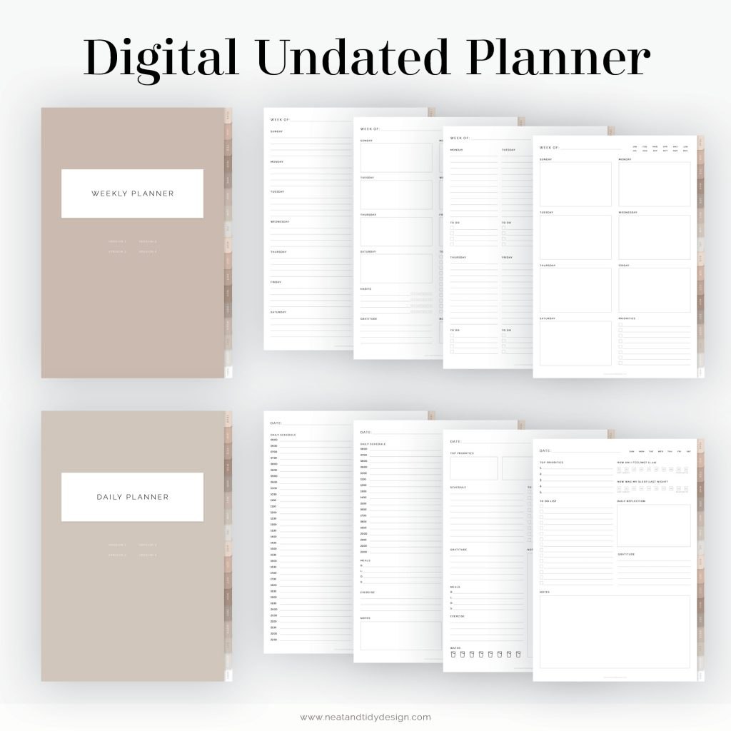 Digital Undated Planner - Neat and Tidy Design