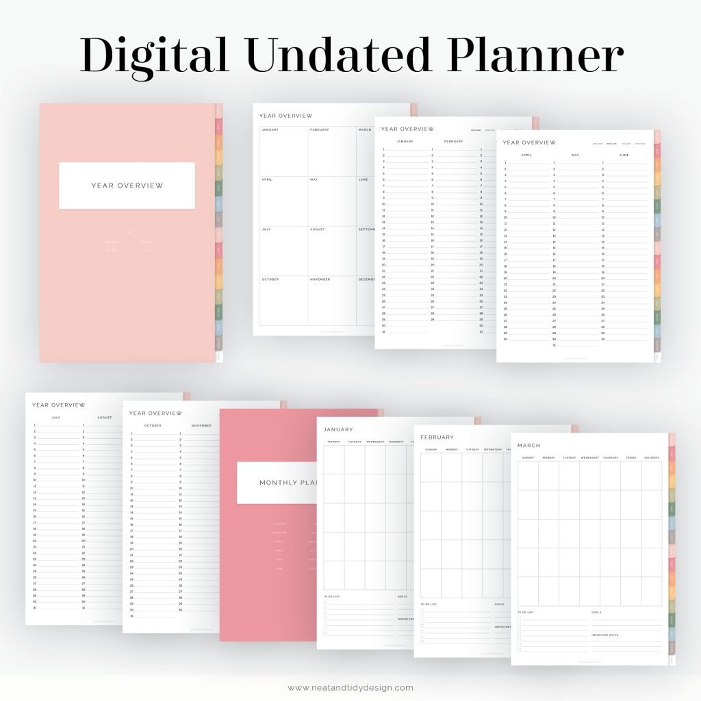 Digital Undated Planner - Neat and Tidy Design
