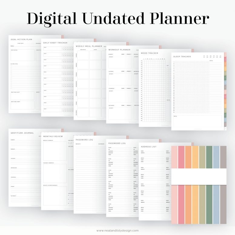 Digital Undated Planner - Neat and Tidy Design