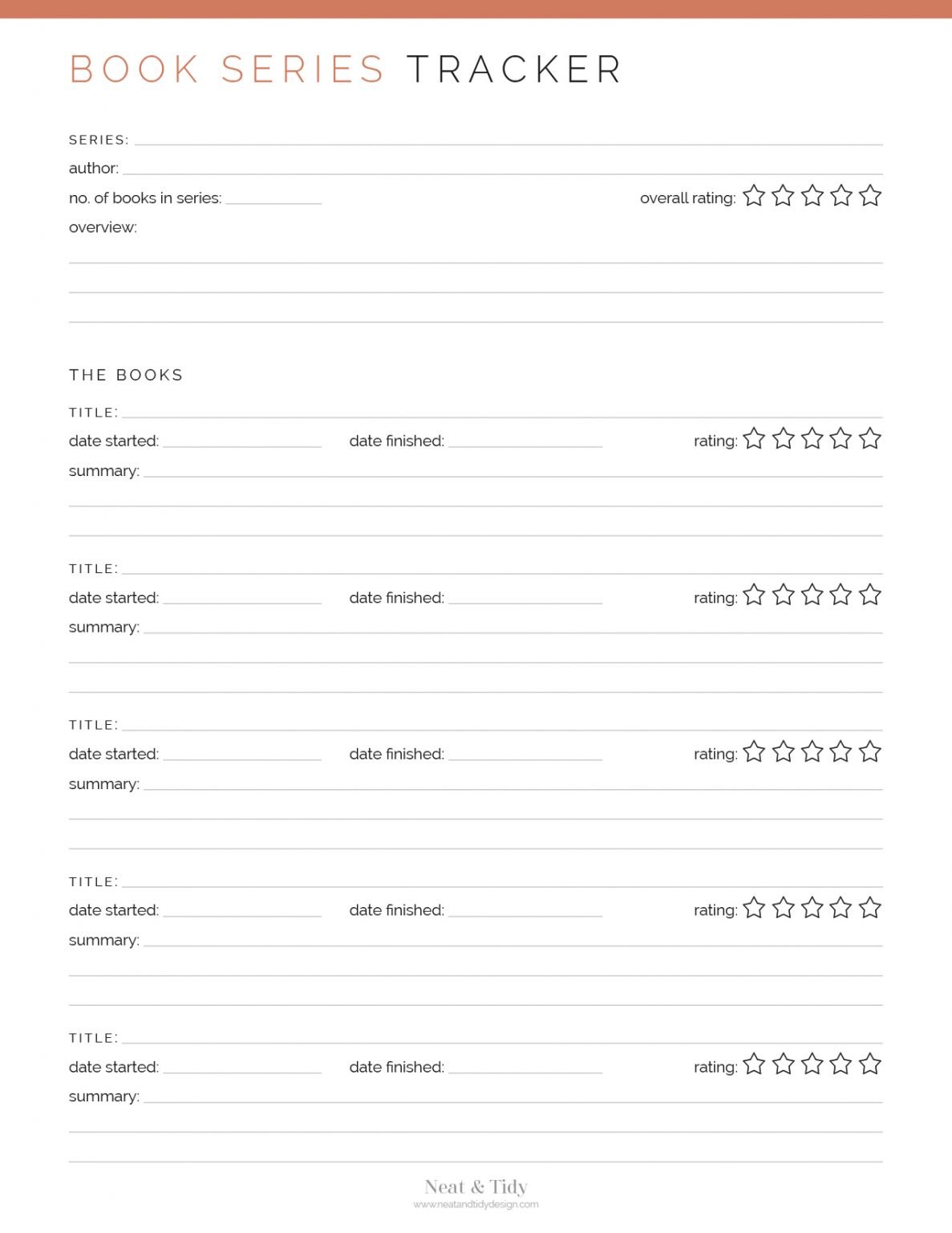 Book Series Tracker - Neat and Tidy Design