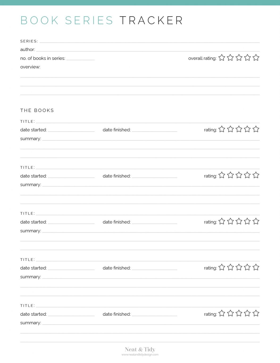 Book Series Tracker - Neat and Tidy Design
